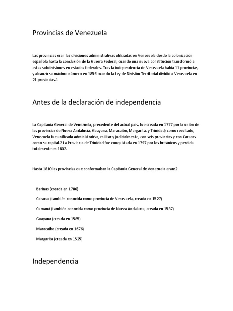 Provincias de Venezuela | PDF | America latina | América del Sur