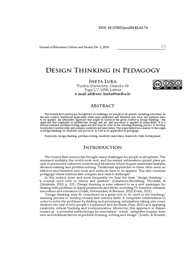 Design Thinking in Pedagogy | PDF | Design | Mental Processes