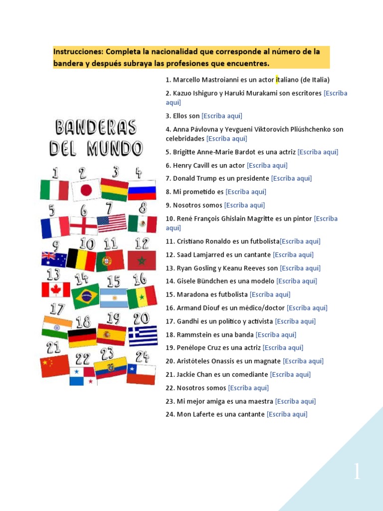 Nacionalidades y Profesiones | PDF | America latina
