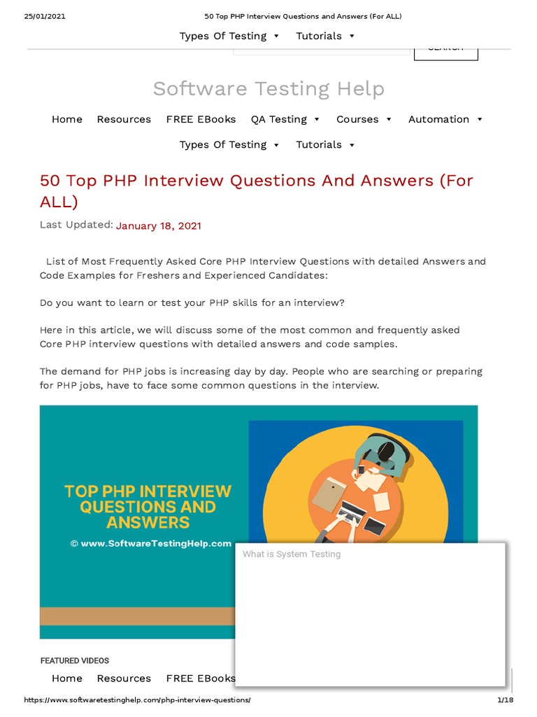 50 Top PHP Interview Questions and Answers (For ALL) | PDF | Php | Class (Computer Programming)