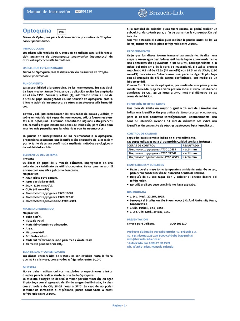 Prueba de Optoquina para Neumococos | PDF | Estreptococo | Microbiología