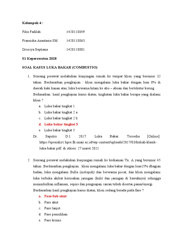 Soal Kasus Combustio Kelompok 4 | PDF