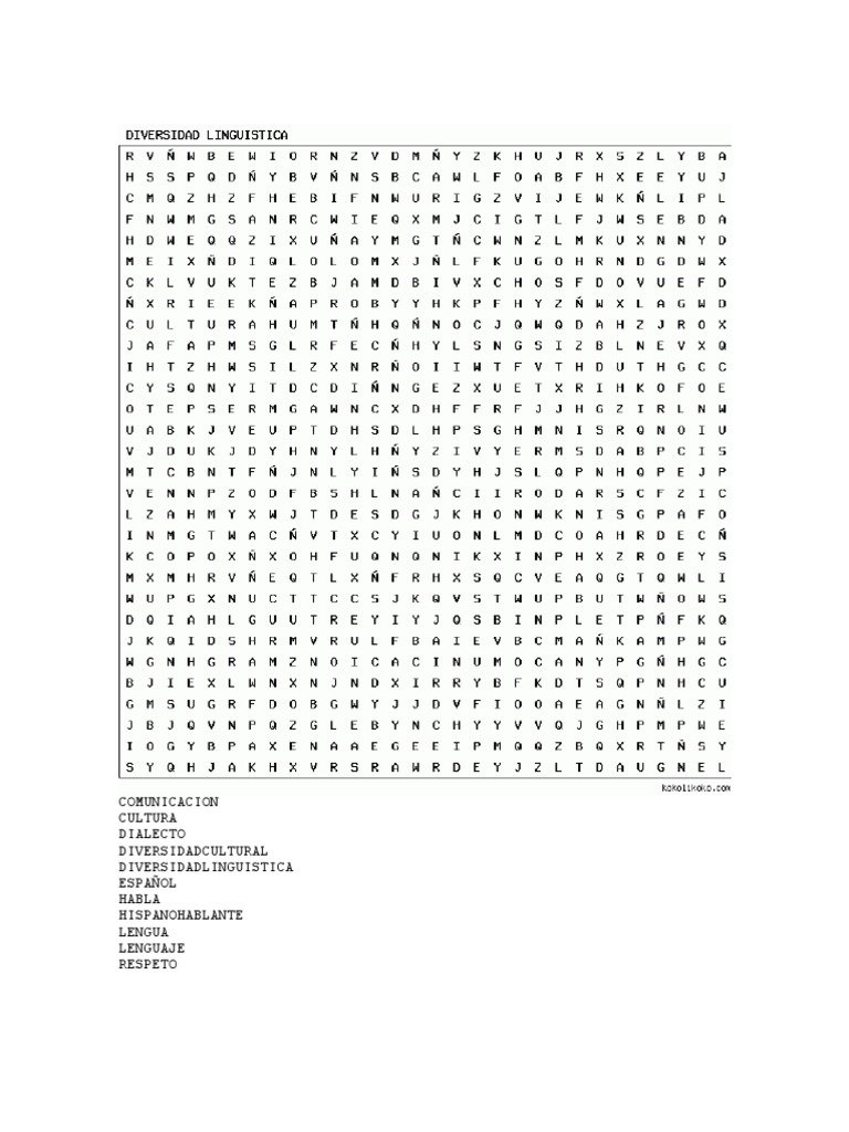 Sopa de Letras-Diversidad Linguistica | PDF