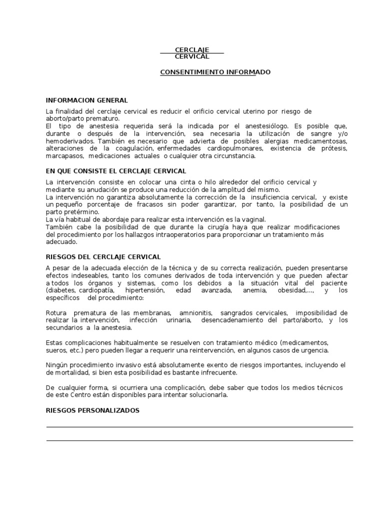 Cerclaje Cervical | PDF | Parto prematuro | Parto
