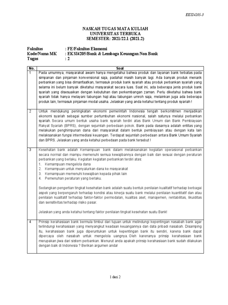 Soal Eksi4205 Tmk2 3 | PDF