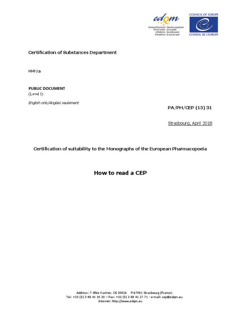 Guideline Cep How To Read A Cep May2018 | PDF | Chemistry
