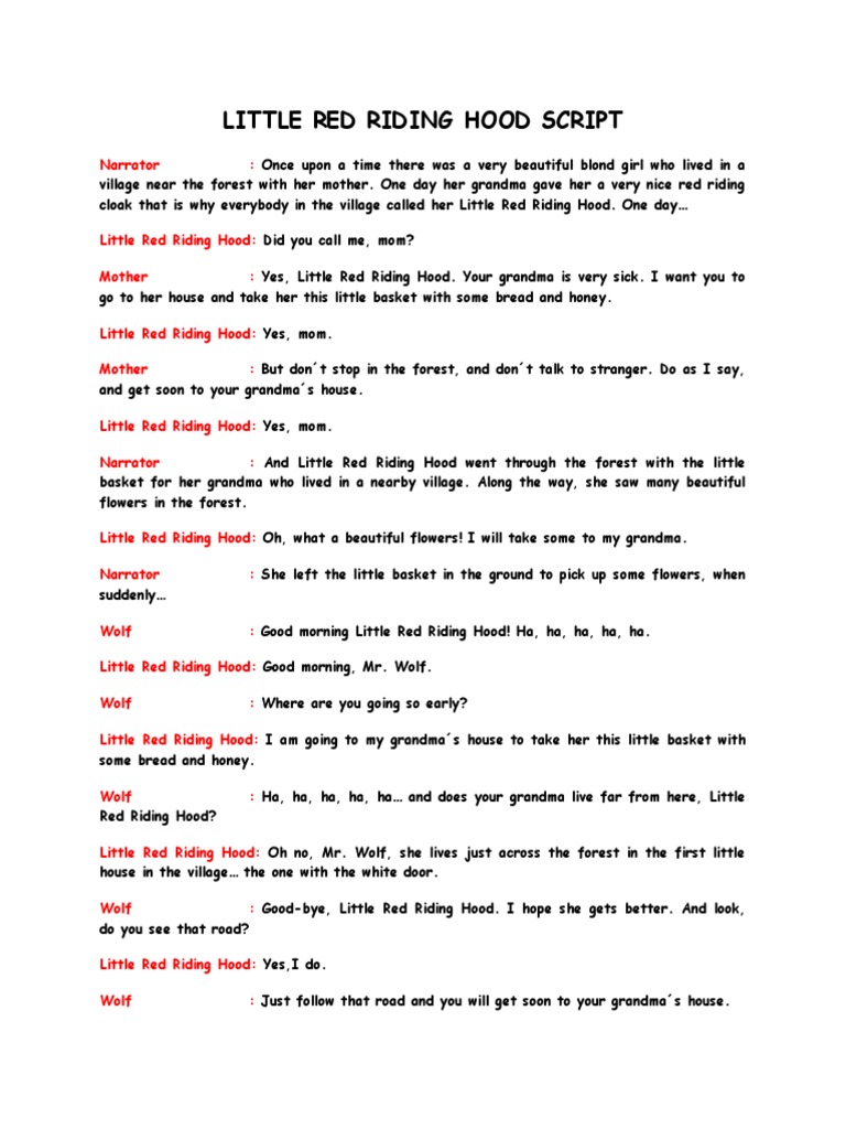 Little Red Riding Hood Script | PDF | Little Red Riding Hood