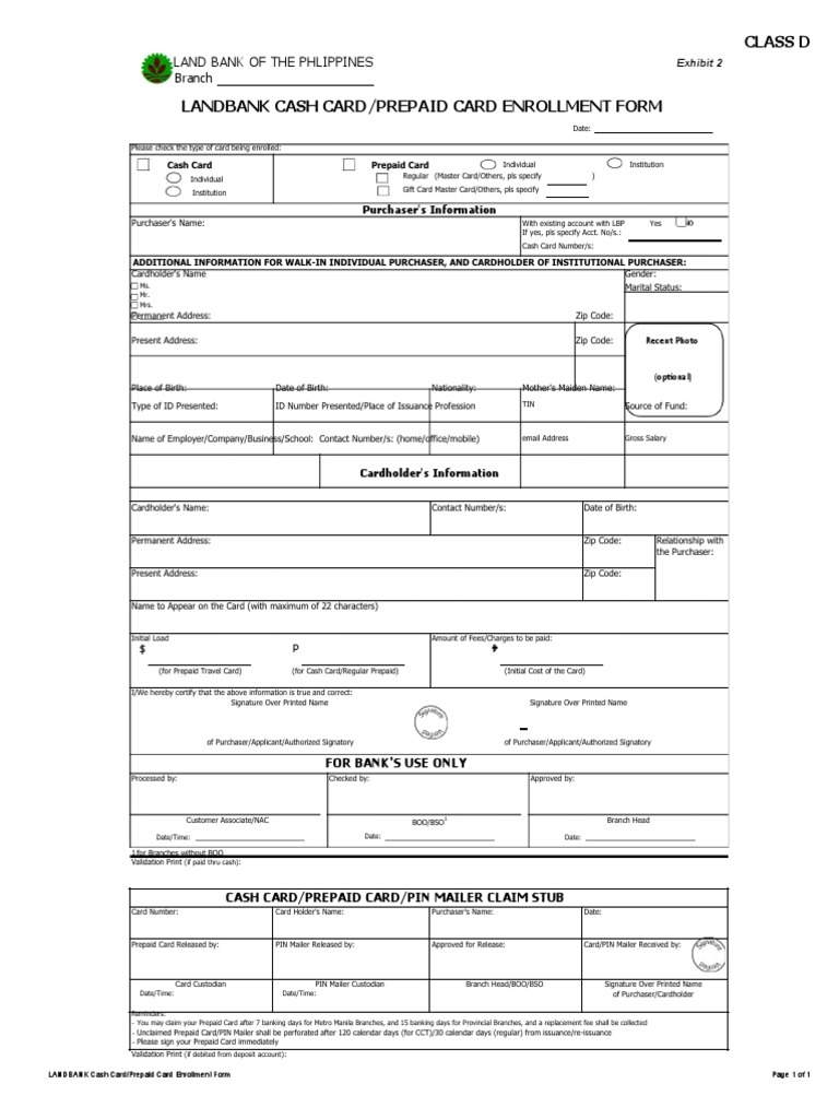 Class D: Land Bank of The Phlippines | PDF | Credit Card | Debit Card
