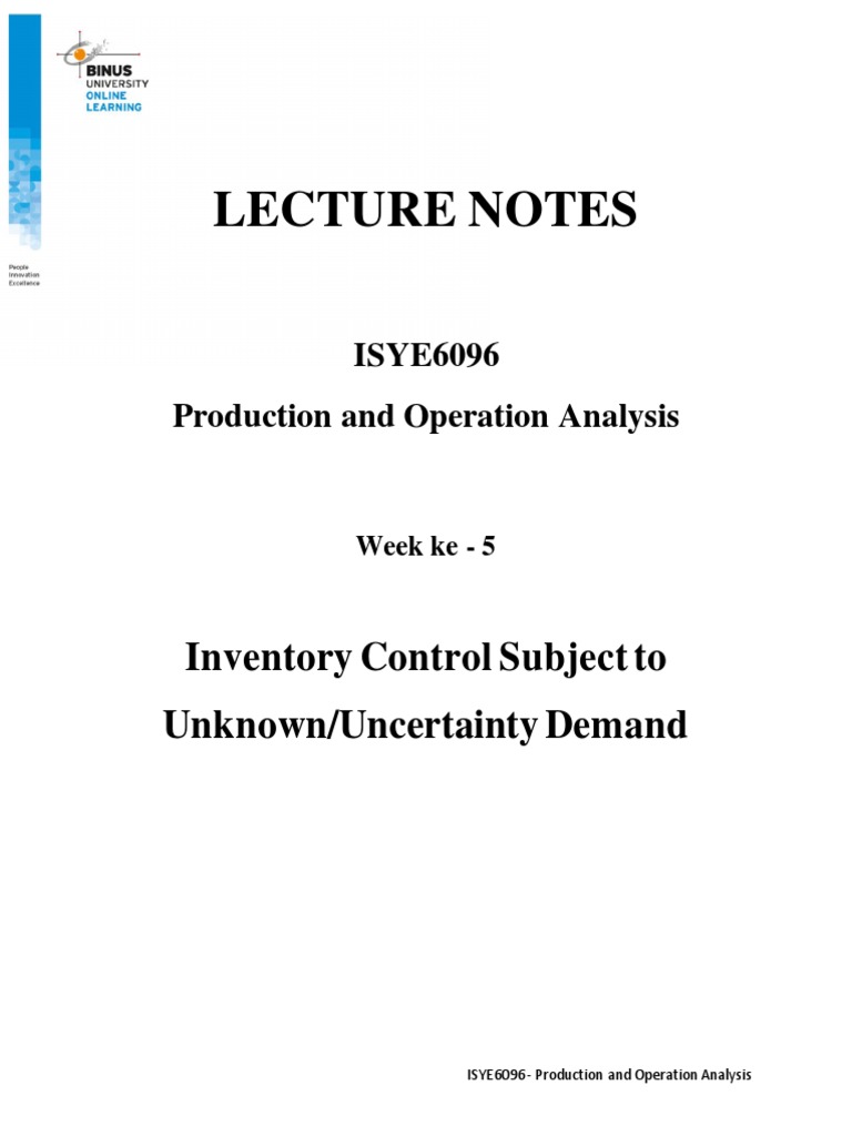 LN5-Inventory Control Subject To Uncertain Demand | PDF