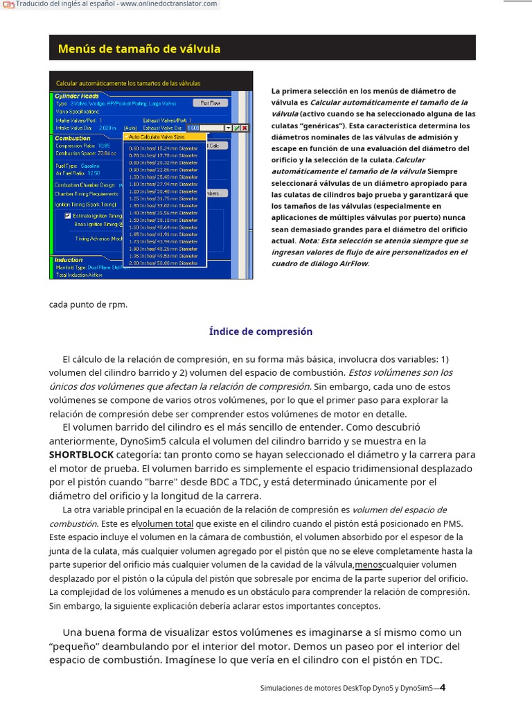 DynoSim-UsersManual (041-080) en Es | PDF | Inyección de combustible | Pistón