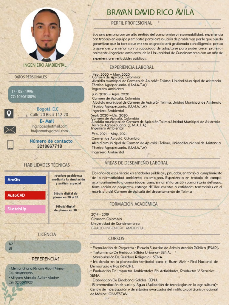 Ingeniero Ambiental - Brayan Rico - A | PDF | Colombia | Agricultura