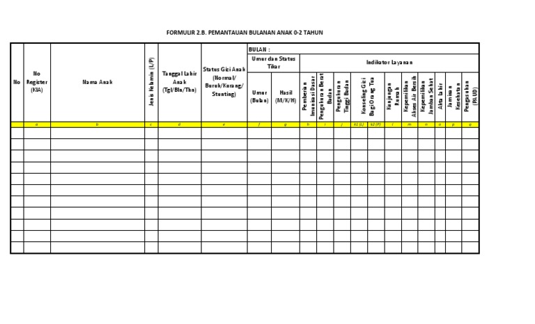 B. Form 2.B. Pemantauan Bulan Anak 0-23 BLN (3x) | PDF