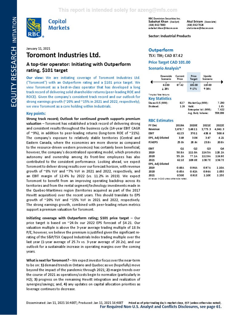 2021 01 11 A Top Tier Operator Initiating With Outperform Rating 101 ...