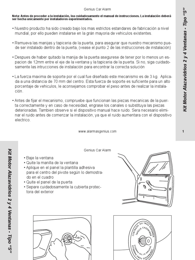 Motor Genius Alzavidrios S 2v4v | PDF | Tornillo | Engranaje