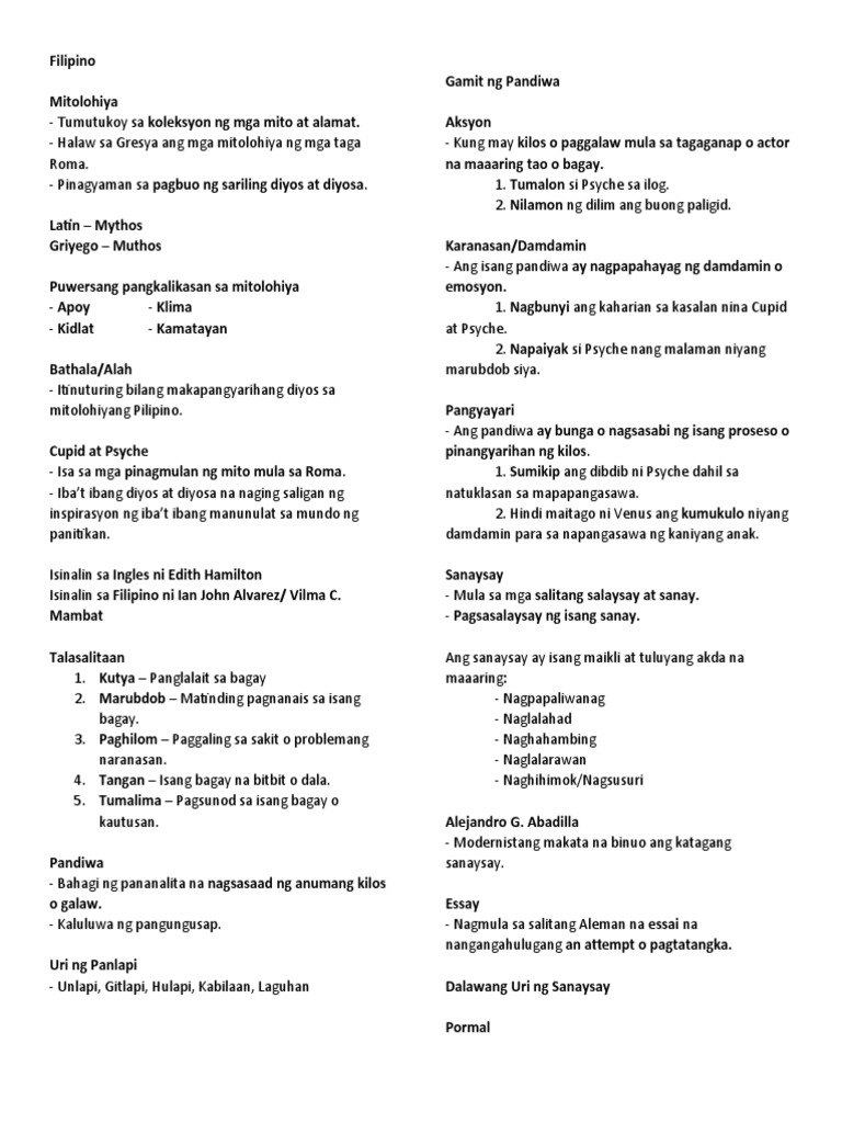 Filipino - Reviewer | PDF