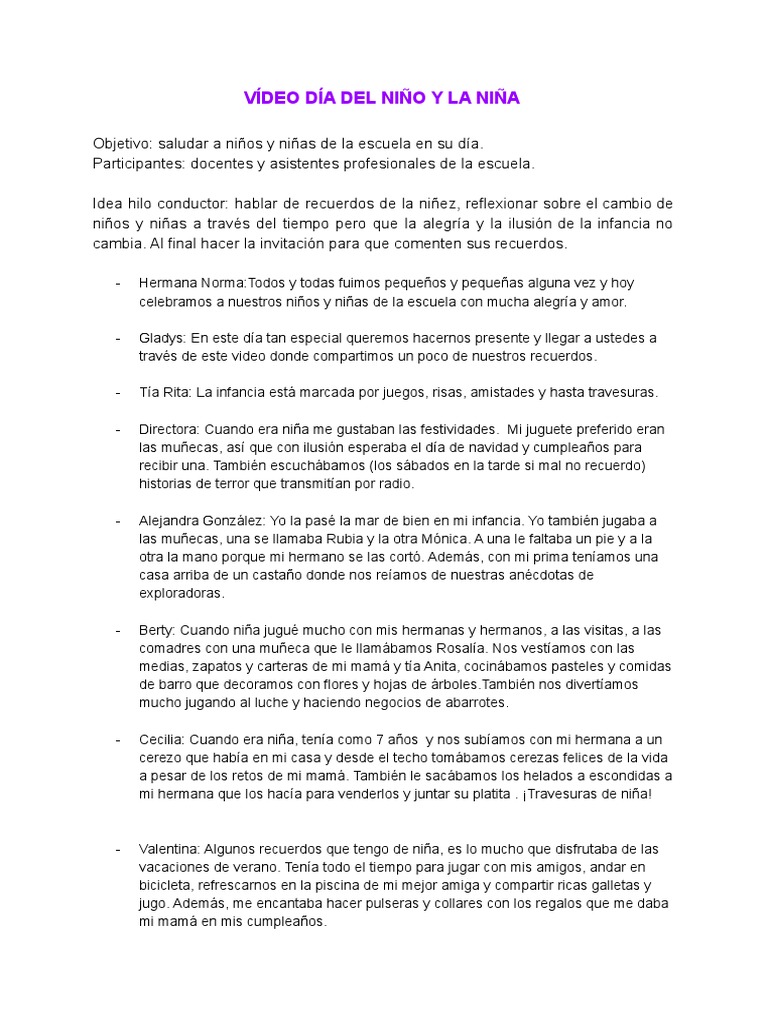 Vídeo Día Del Niño y La Niña | PDF