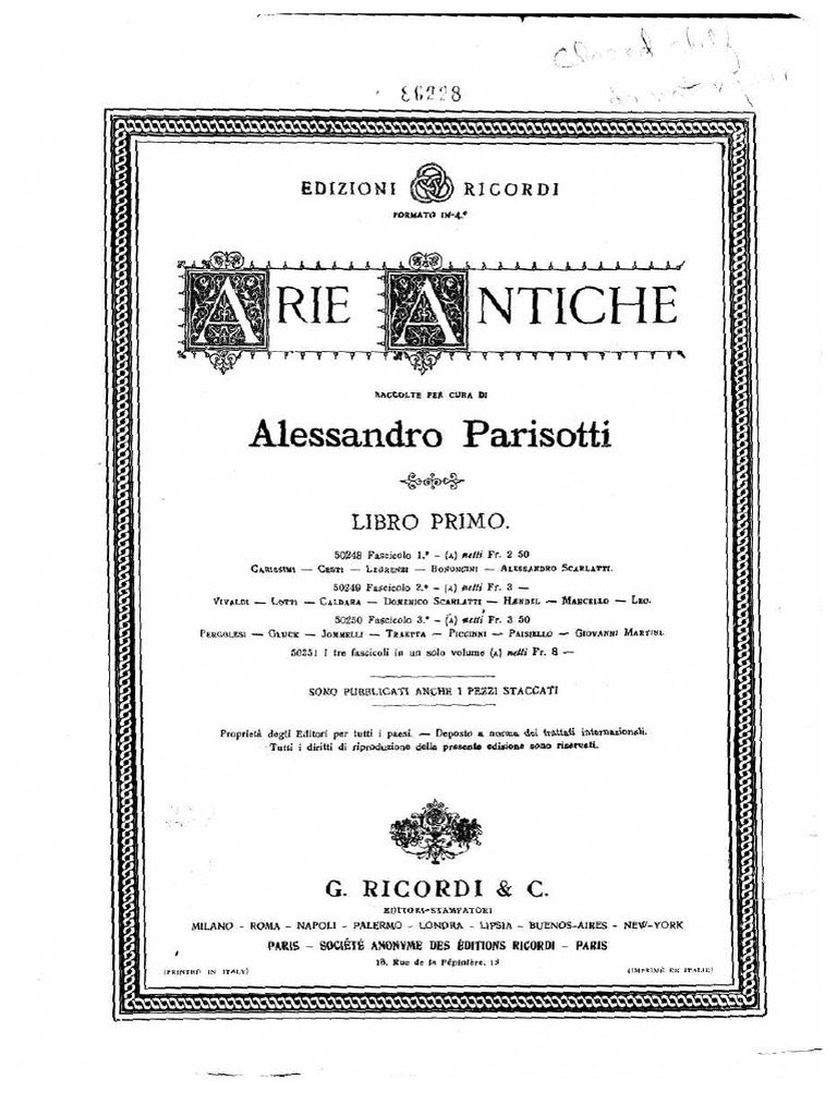 Parisotti Arias Antiguas Vol 1 | PDF