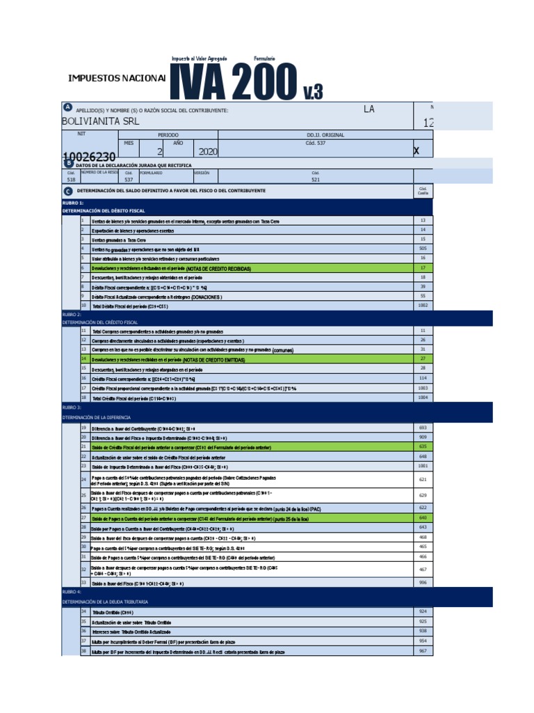 Formulario 200 Iva | PDF | Impuesto al valor agregado | Impuestos