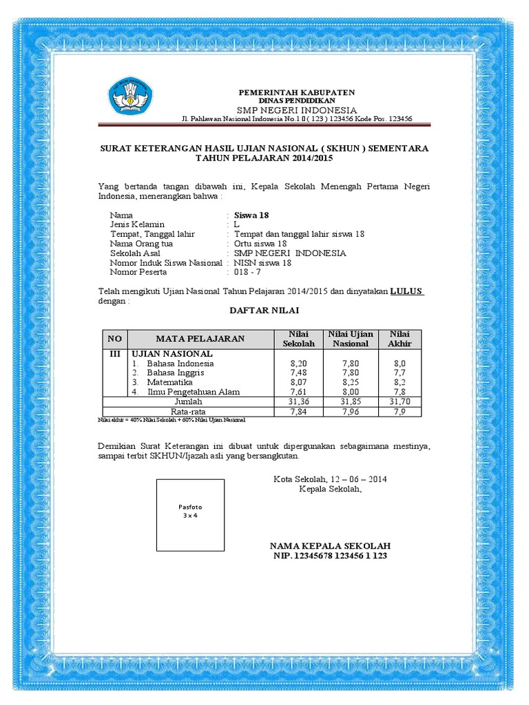 SKHUN SEMENTARA SMP 2014/2015 | PDF