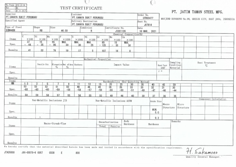 5.3. Millsheet Baut M36 A490 | PDF