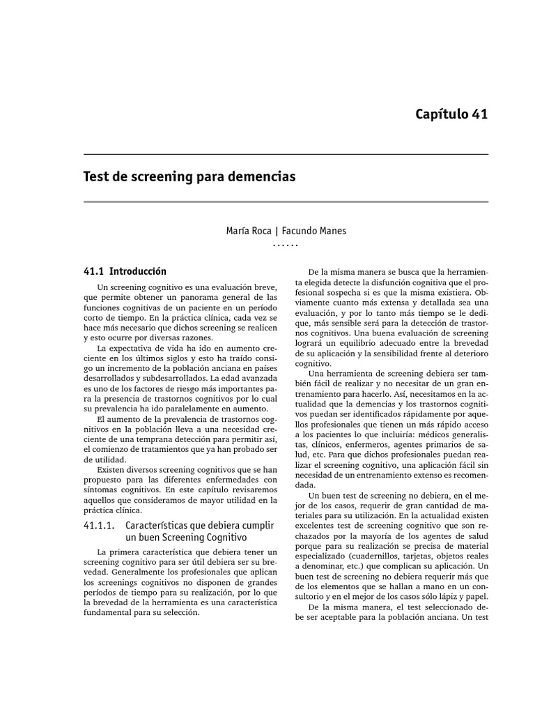 Test de Screening en Demencia | PDF | Memoria | Demencia