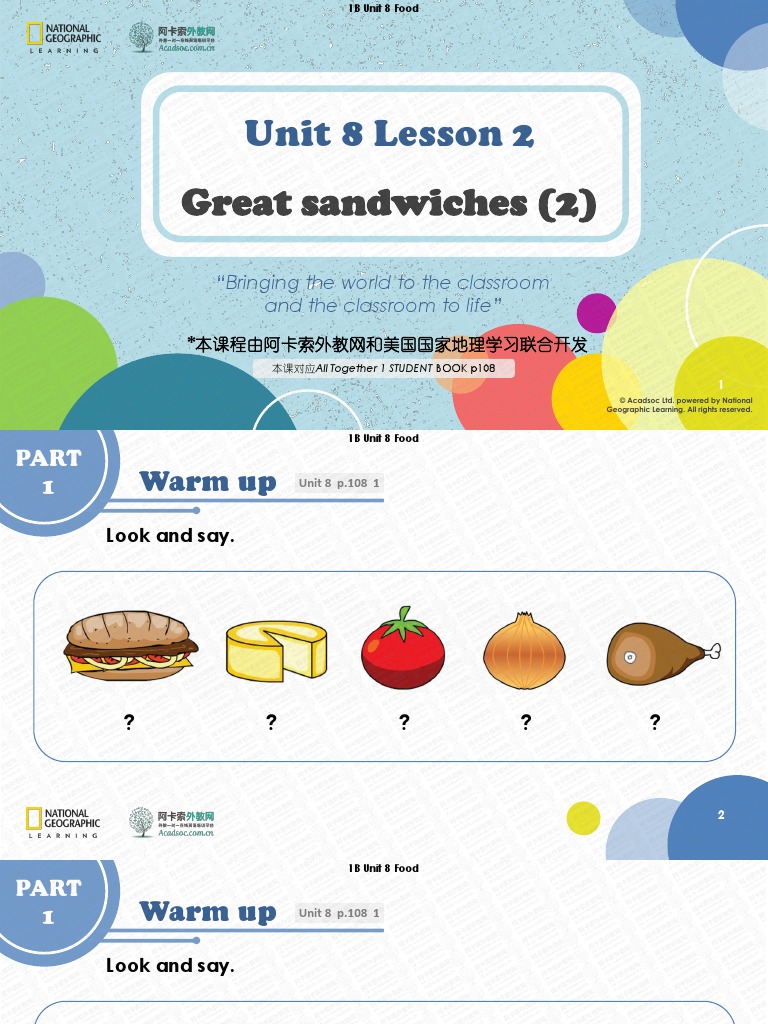 Unit 8 Lesson 2: Great Sandwiches | PDF | Cooking | American Cuisine