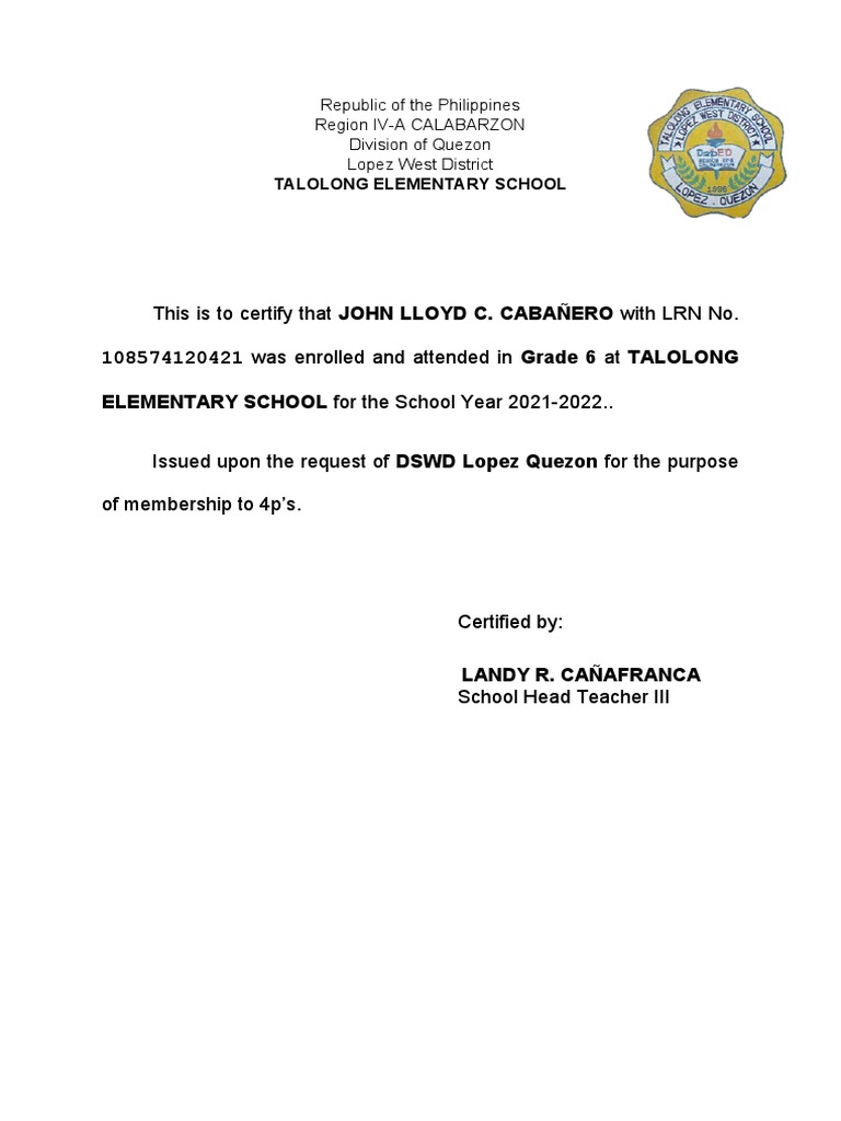 Certification For 4ps | PDF