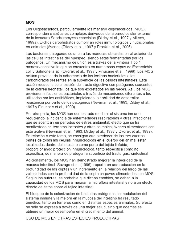Beneficios de MOS y FOS en Animales | PDF | Dieta y nutrición | Fibra ...