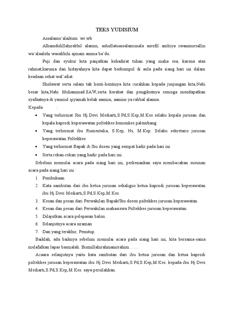 Teks MC Yudisium | PDF | Pengembangan Diri | Kesehatan Holistik