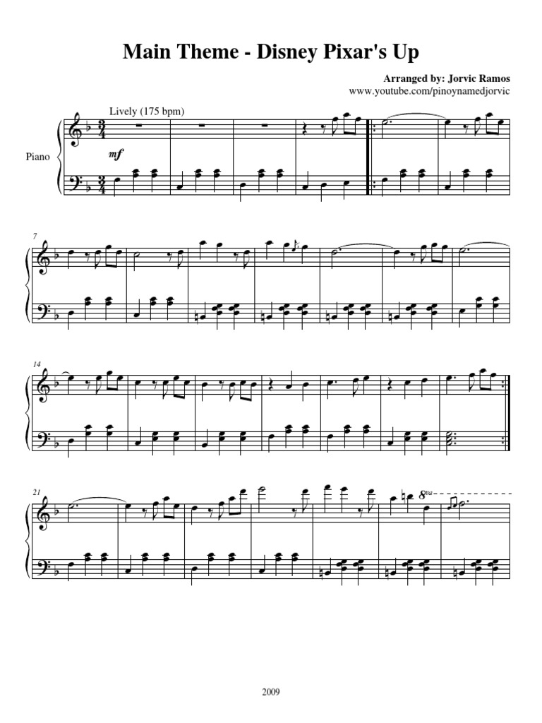 Main Theme Disney Pixars Up | PDF | Rhythm And Meter | Notation