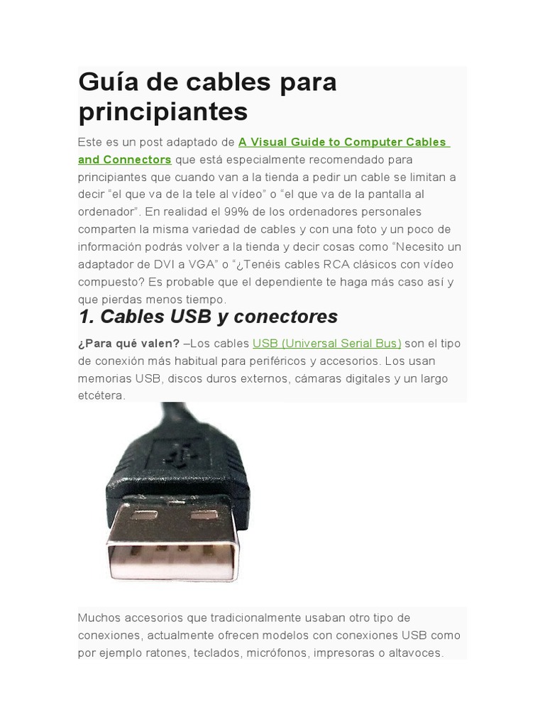 Guía de Cables para Principiantes | PDF | Hdmi | USB