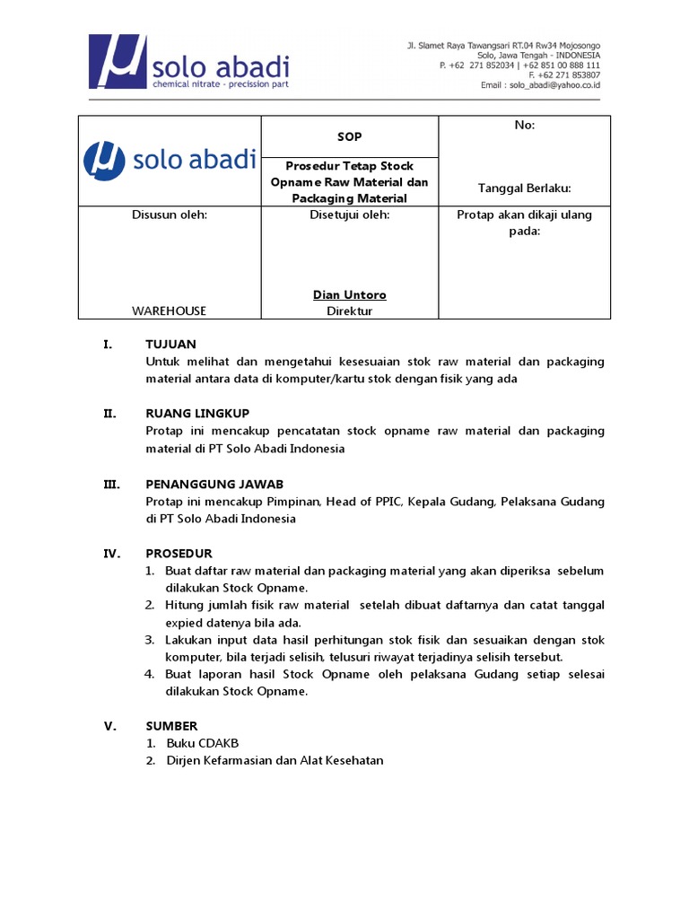 SOP Stock Opname Material Rumah Sakit | PDF