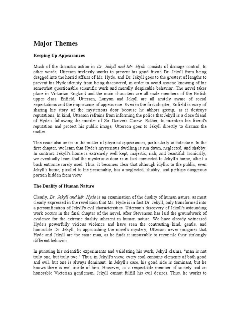 Major Themes in Dr. Jekyll and Mr. Hyde | PDF | Strange Case Of Dr ...