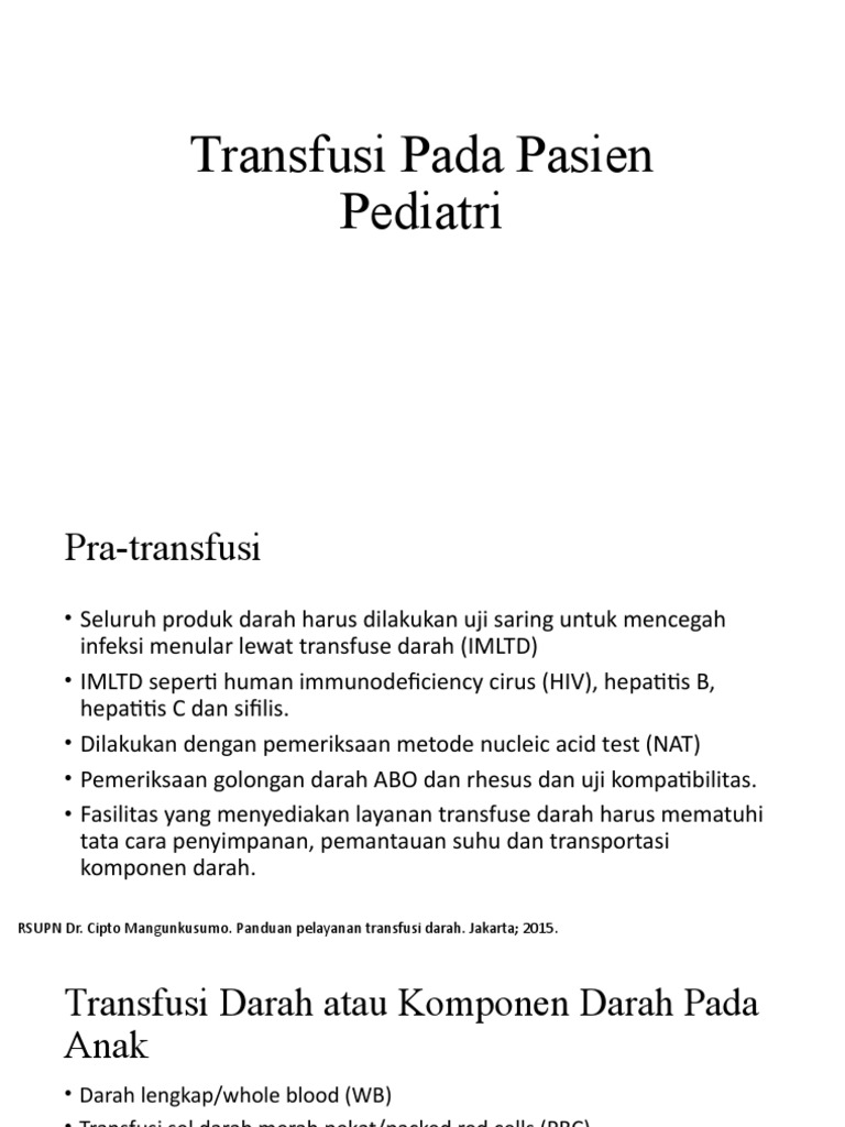 Panduan Transfusi Darah untuk Anak | PDF