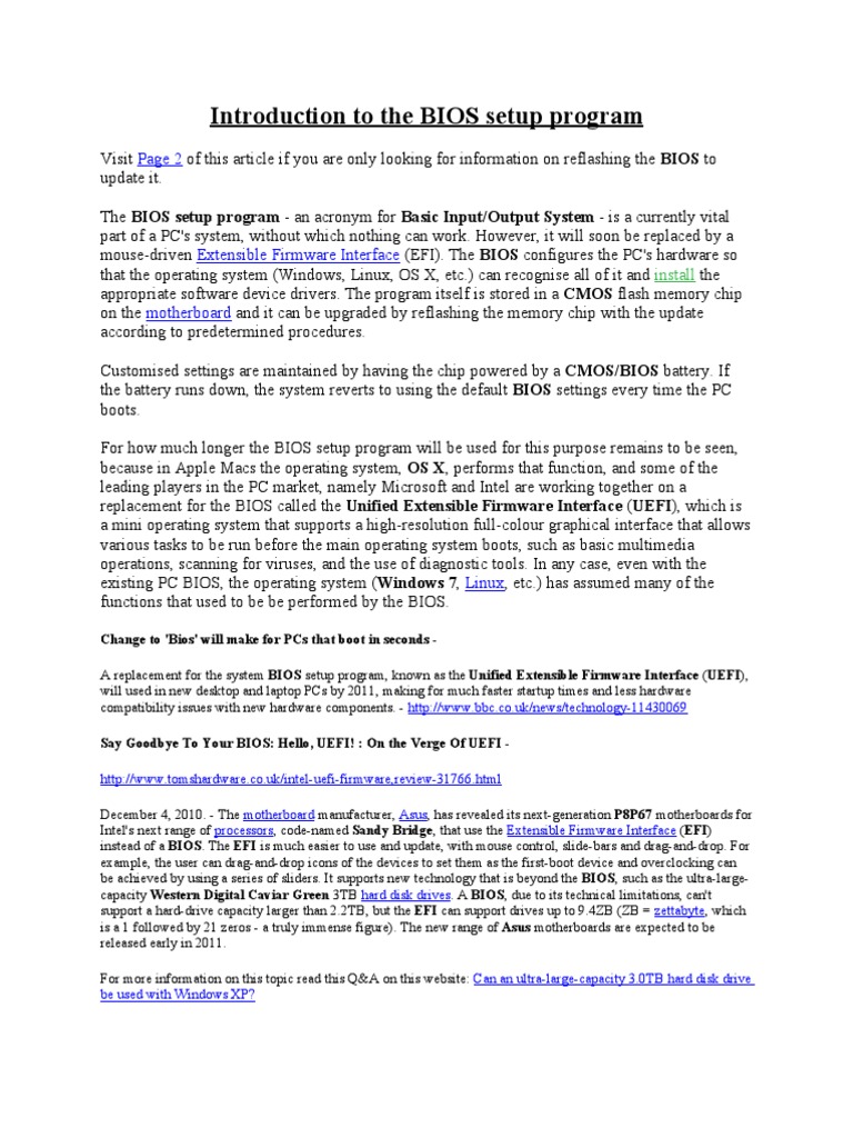 Introduction To The BIOS Setup Program | PDF | Bios | Booting