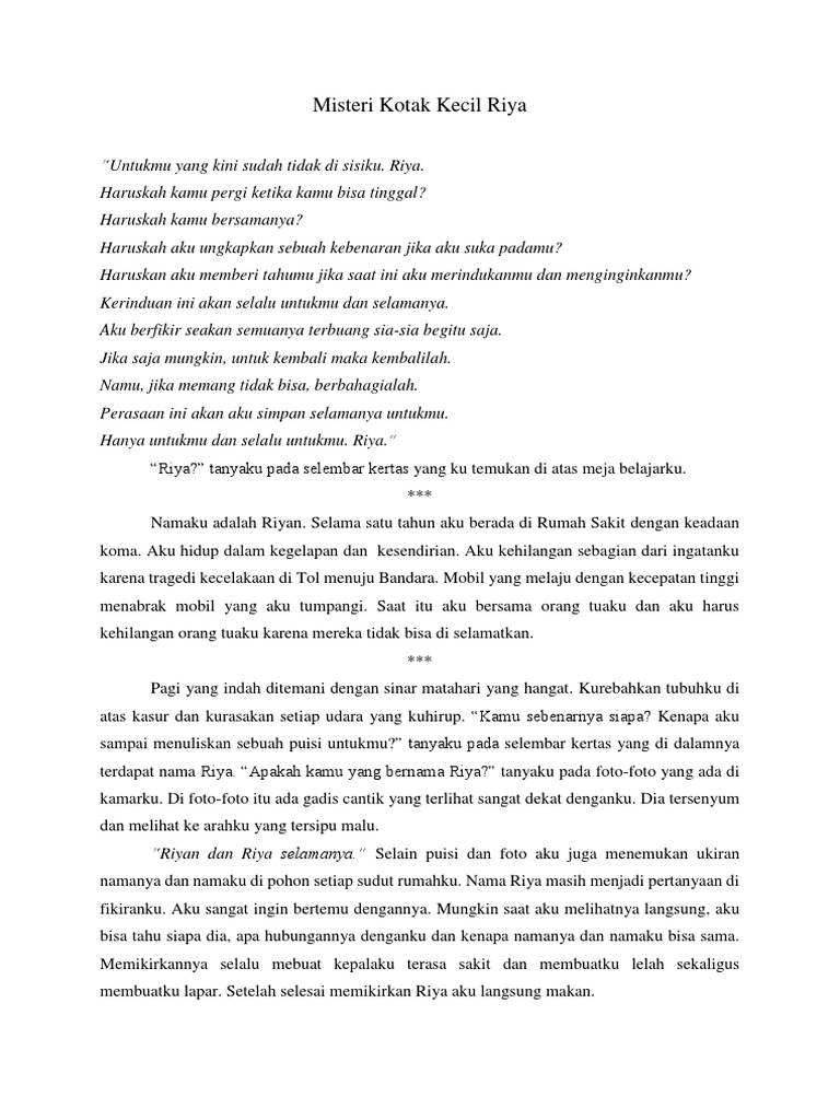 CERPEN - Misteri Kotak Kecil Riya | PDF | Puisi