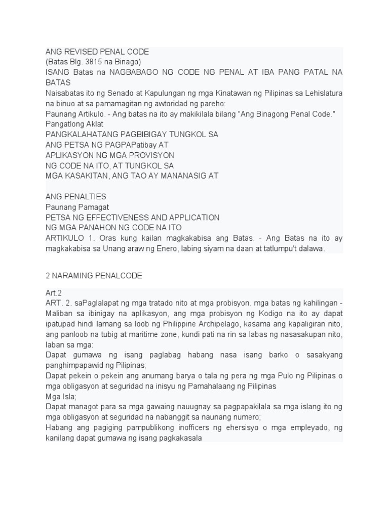 Ang Revised Penal Code | PDF