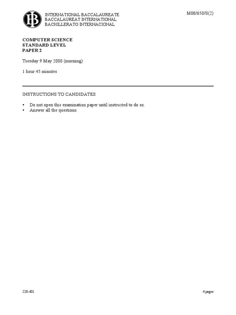 Computer Science Standard Level Paper 2 | PDF