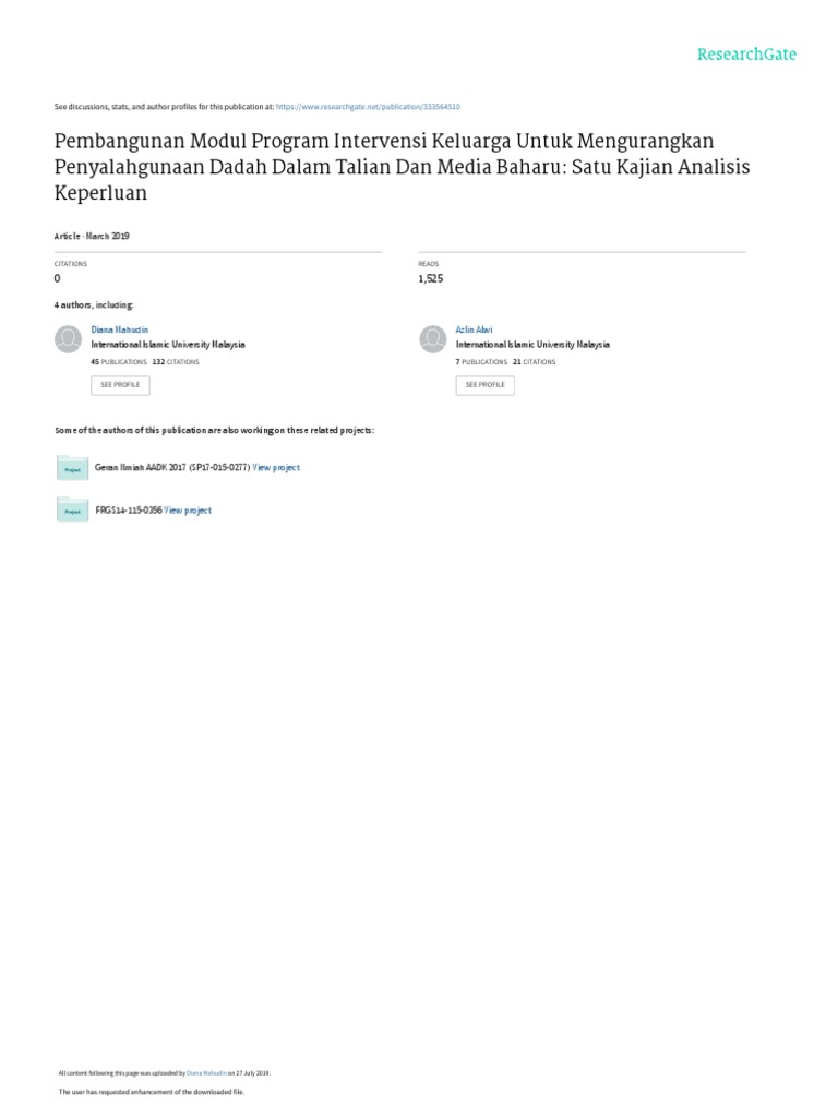 Pembangunan Modul Program Intervensi Keluarga Untu | PDF