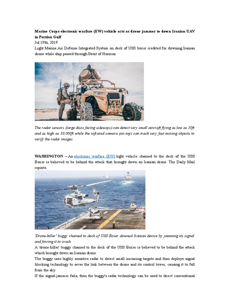 Marine Corps Electronic Warfare (EW) Vehicle Acts As Drone Jammer | PDF ...