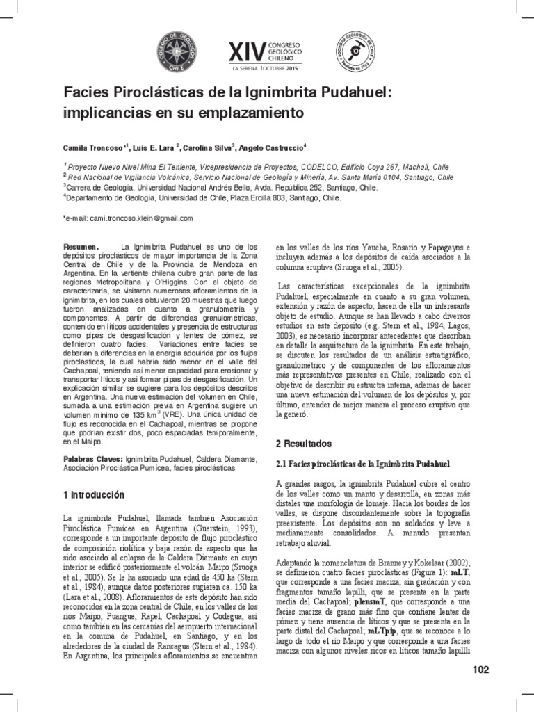 Facies Piroclásticas de La Ignimbrita Pudahuel | PDF | Chile | Volcán