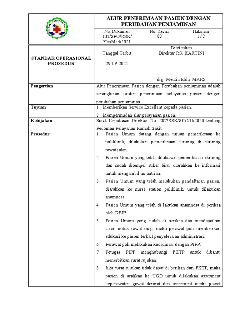 08 Spo Alur Penerimaan Pasien Dari Poliklinik Ke Ugd | PDF