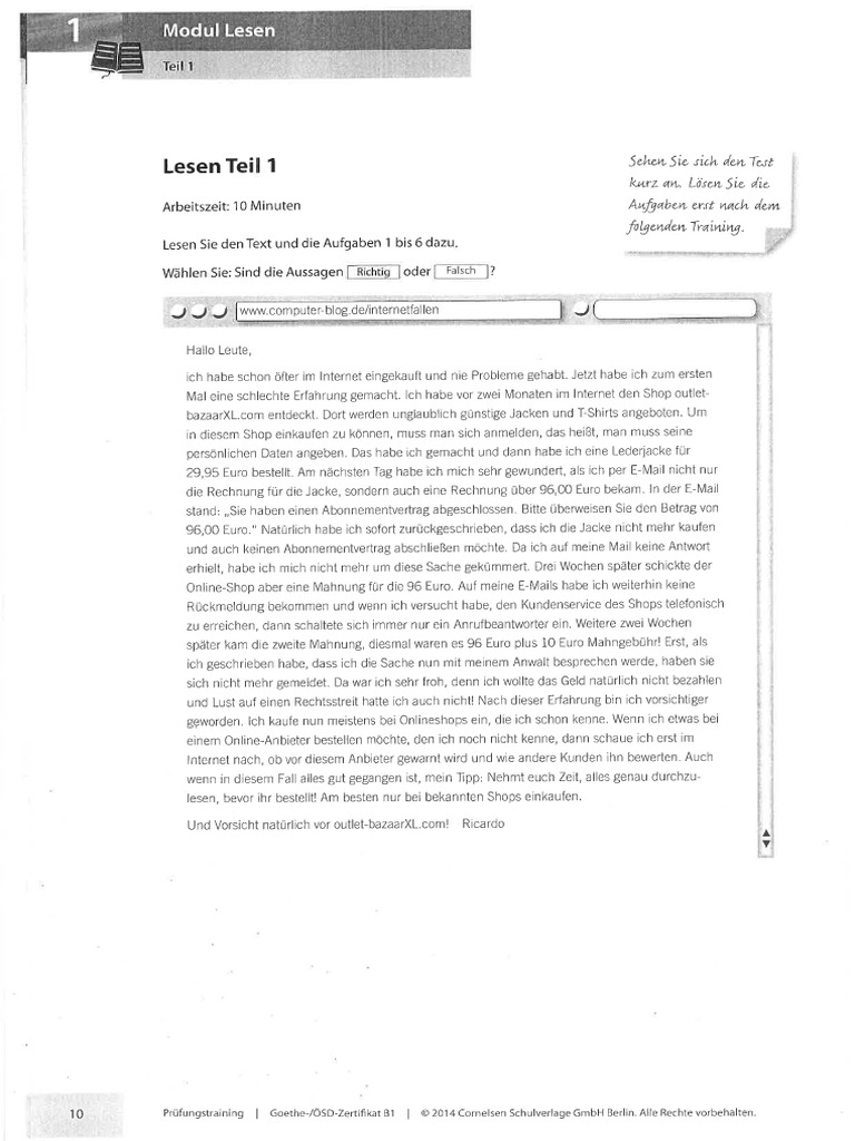 B1 TRAINING Lesen | PDF