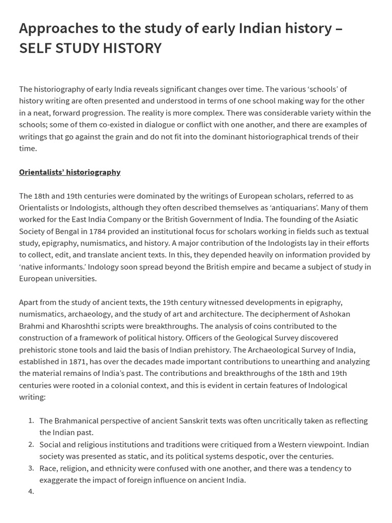 Approaches To The Study of Early Indian History | PDF | Historiography ...