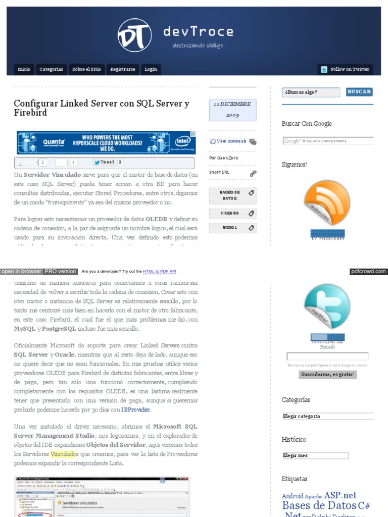 Config Linked Server para Firebird | PDF | Servidor SQL de Microsoft | Mi sql