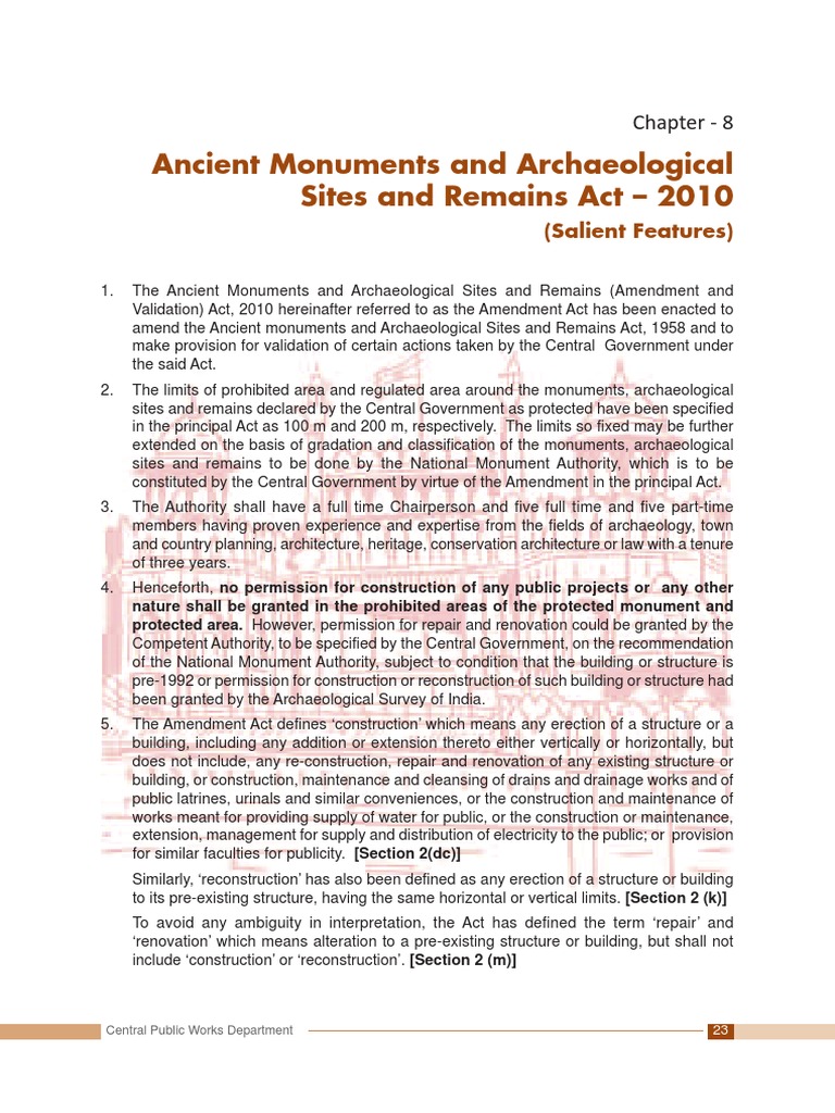 Ancient Monuments and Archaeological Sites and Remains Act - 2010 | PDF ...