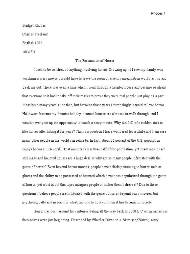 The Fascination of Horror Essay | PDF | Halloween | Horror Films