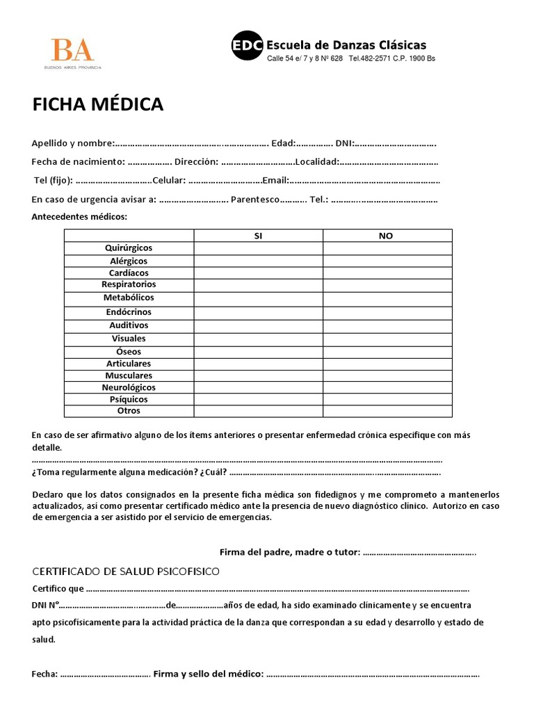 Ficha Medica 2021 | PDF