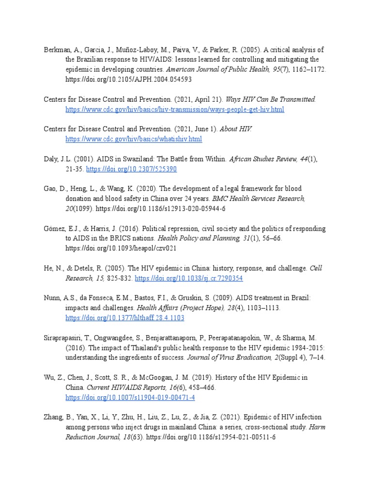 Bsoc 2101 Final Project References-2 | PDF | Hiv/Aids | Epidemiology Of ...