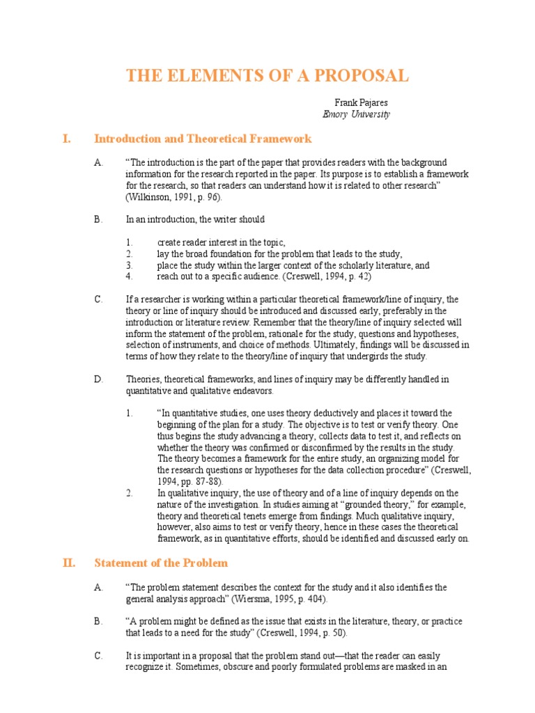 The Elements of A Proposal | PDF | Hypothesis | Sampling (Statistics)
